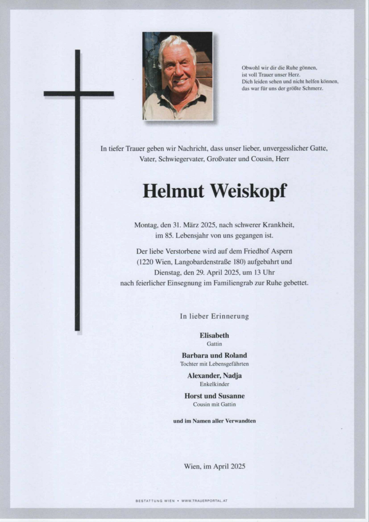 Helmut Weiskopf verstorben – Kollegenhilfe